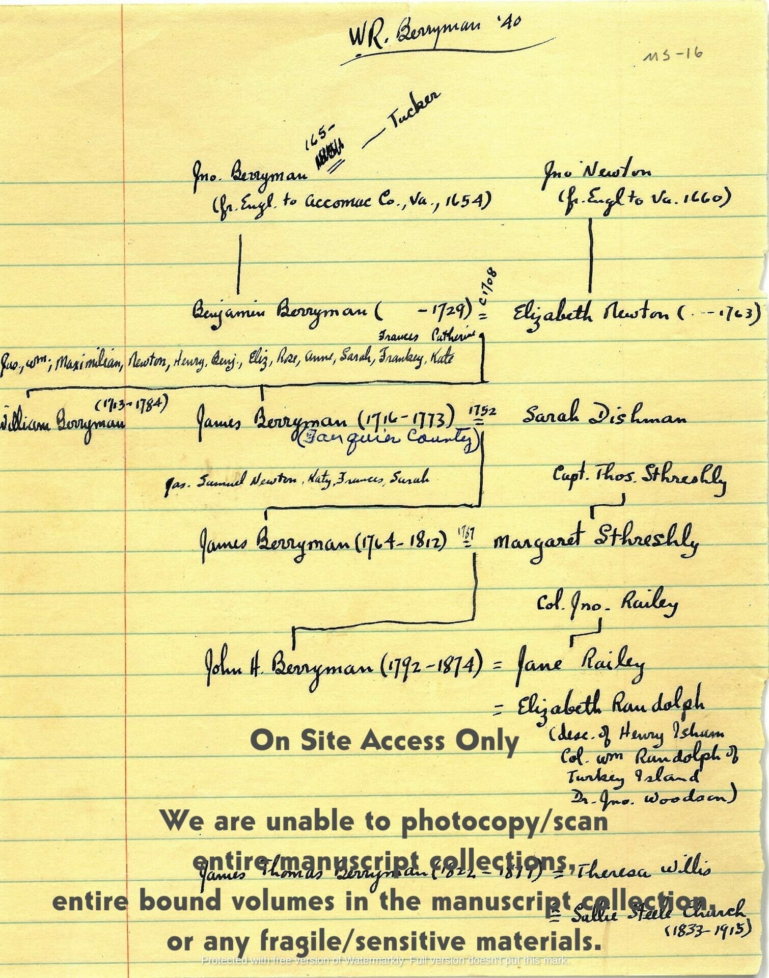 Berryman Family Tree - The Albemarle Charlottesville Historical Society