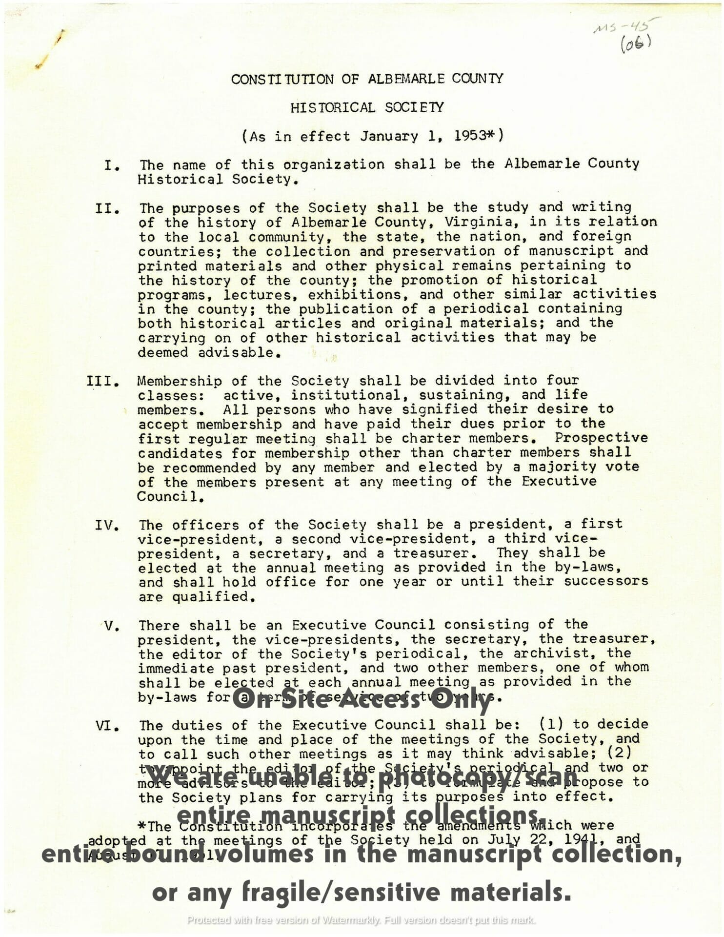 Miscellaneous Papers Relating to the Albemarle County Historical ...