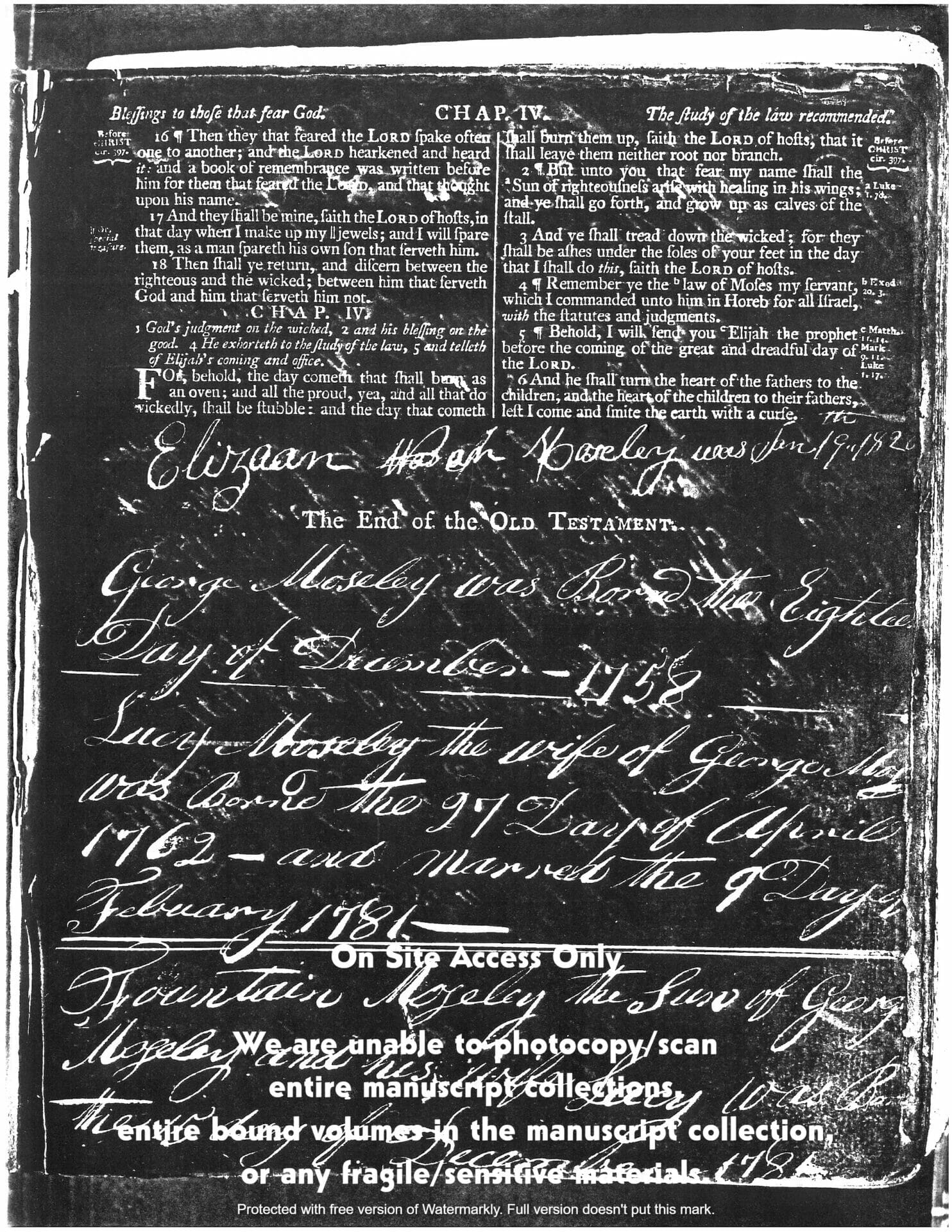 Moseley Family Bible Records - The Albemarle Charlottesville Historical ...