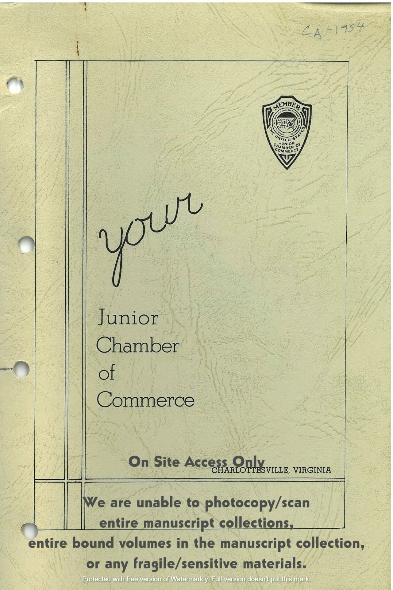 Junior Chamber of Commerce Papers - The Albemarle Charlottesville ...