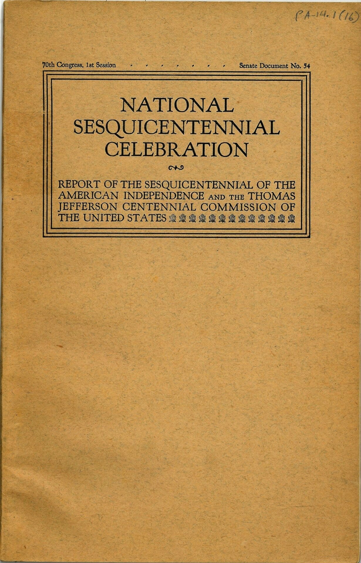 National sesquicentennial celebration: report of the sesquicentennial ...