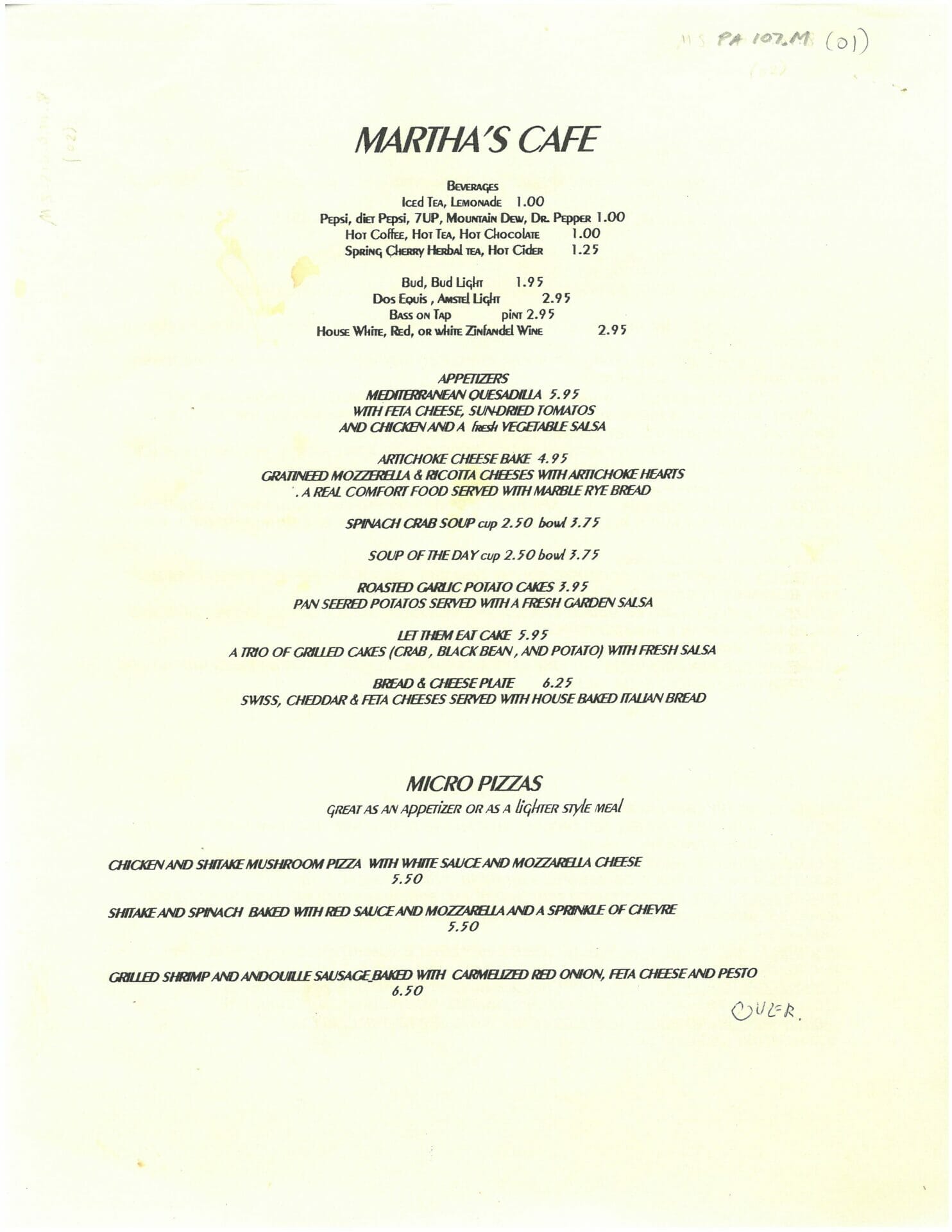 Menu collections - M menus - The Albemarle Charlottesville Historical ...