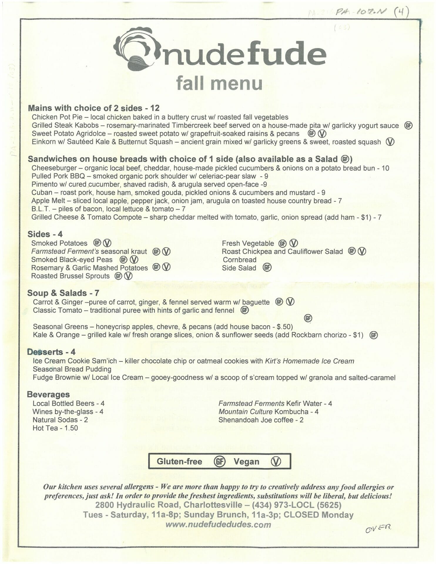 Menu collections - N menus - The Albemarle Charlottesville Historical ...