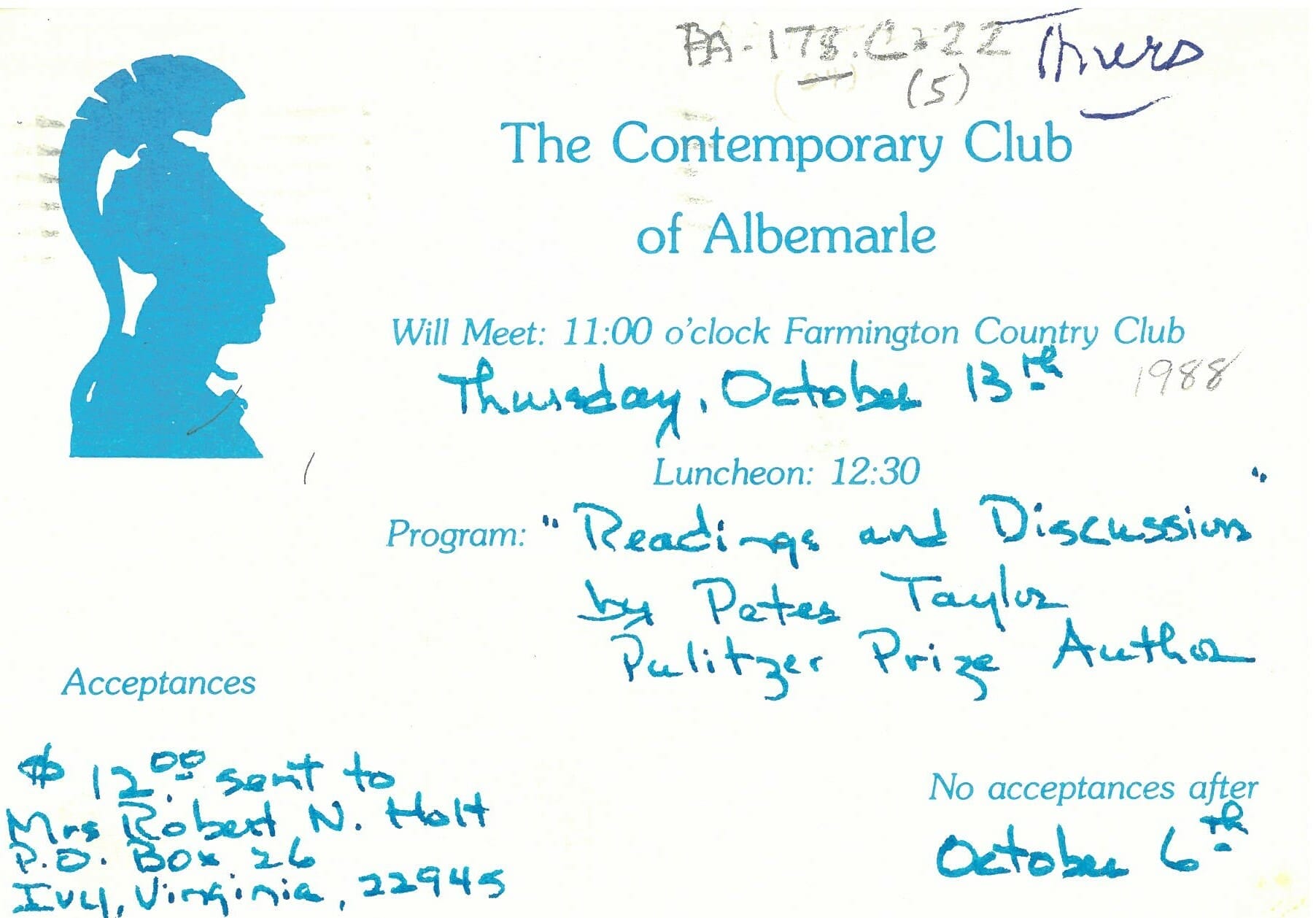 Contemporary Club collection - The Albemarle Charlottesville Historical ...