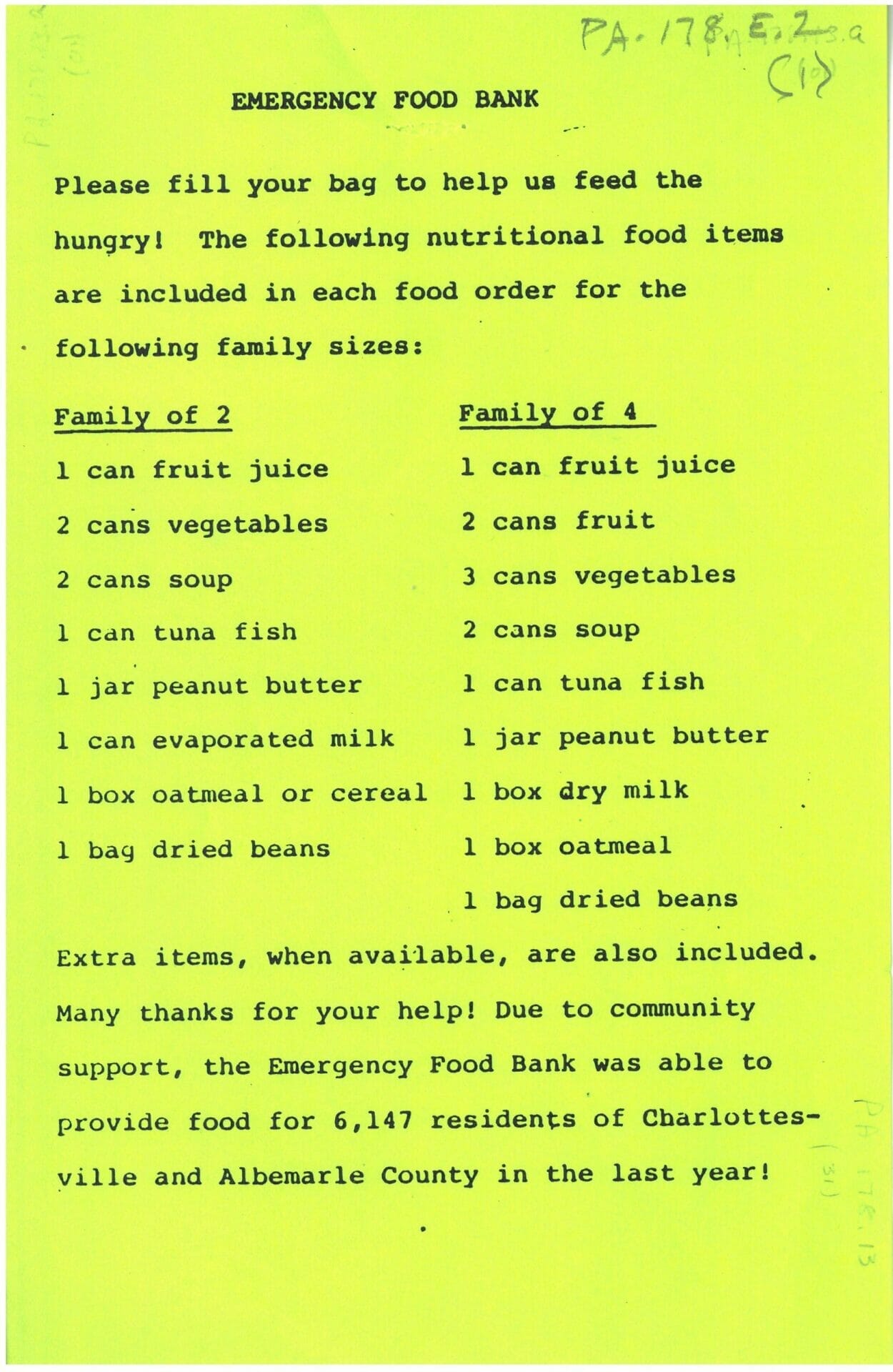 Emergency Food Bank collection - The Albemarle Charlottesville ...