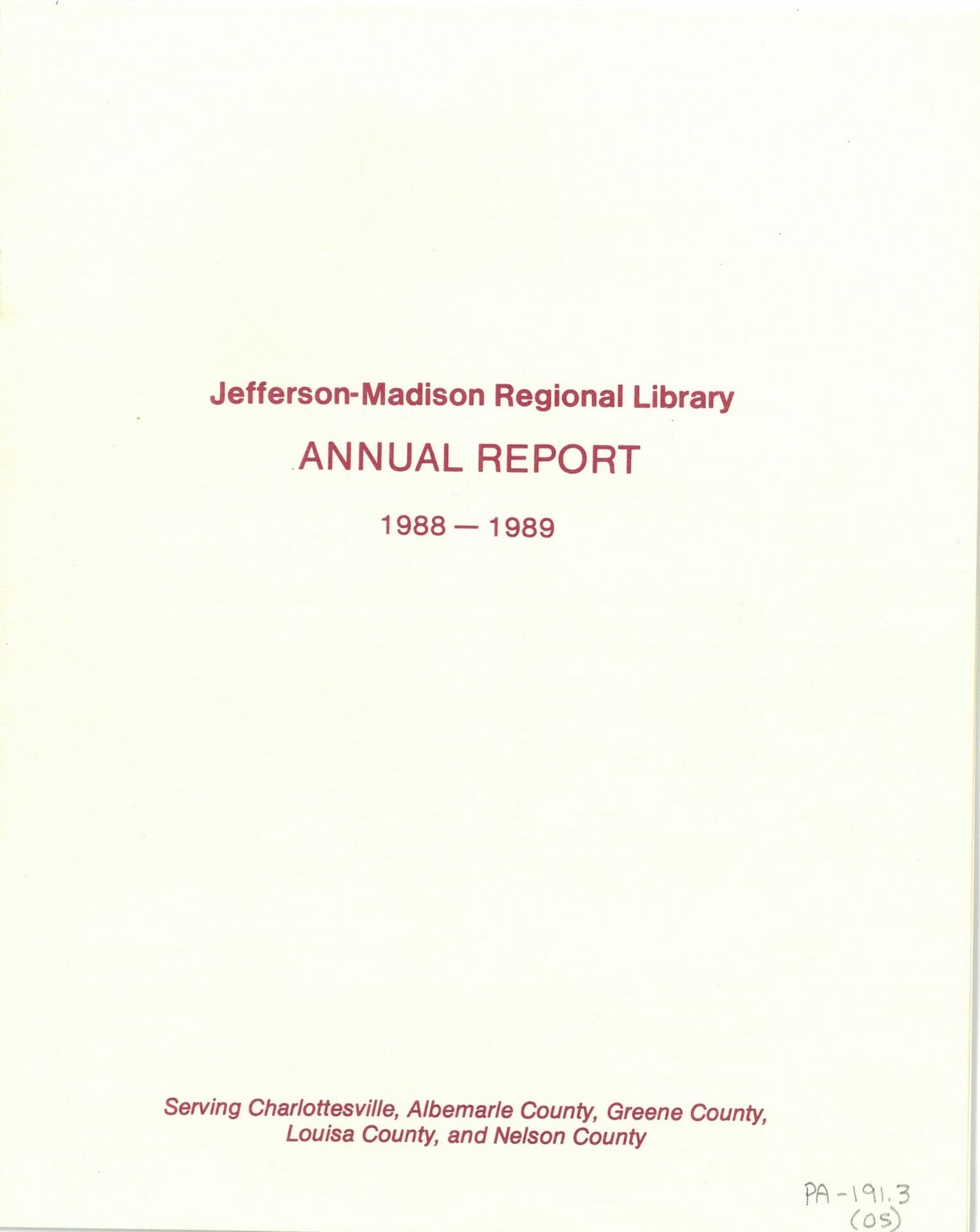 Jefferson-Madison Regional Library collection - Annual Reports - The ...