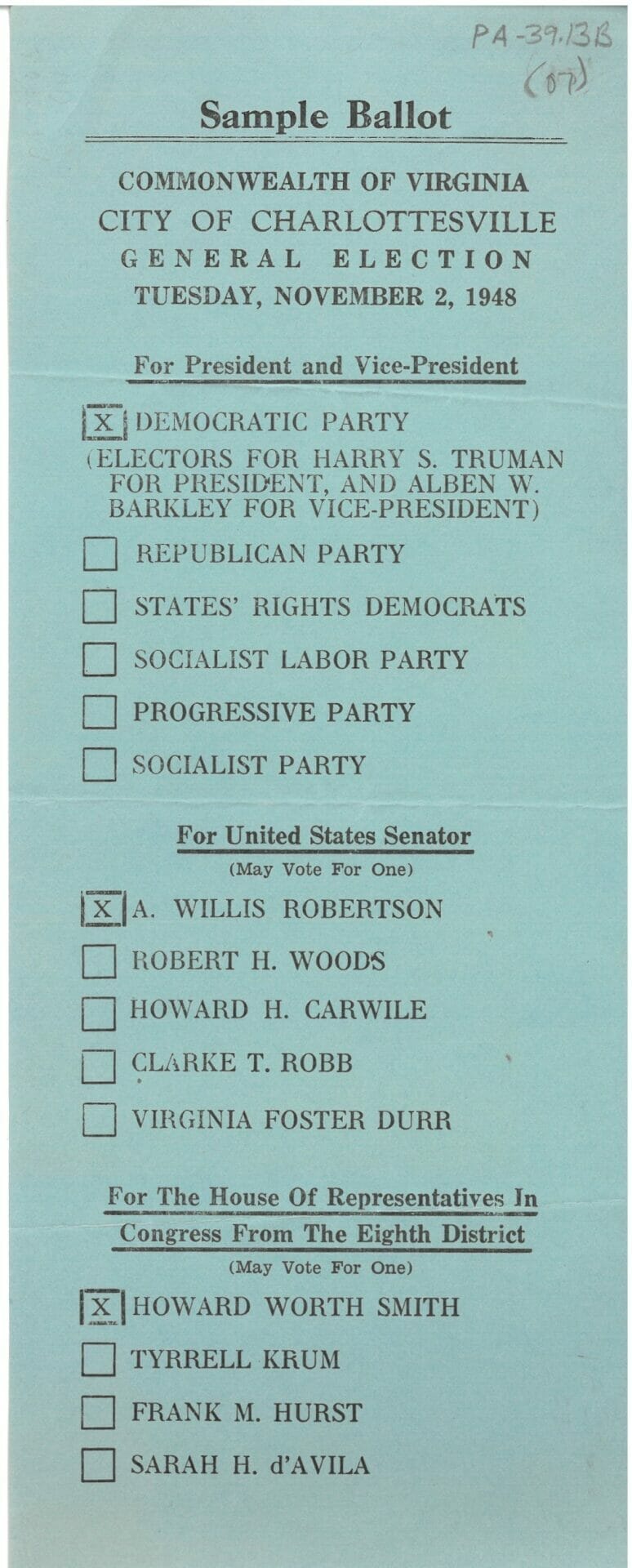 City of Charlottesville collection - Voting and Elections - Sample ...