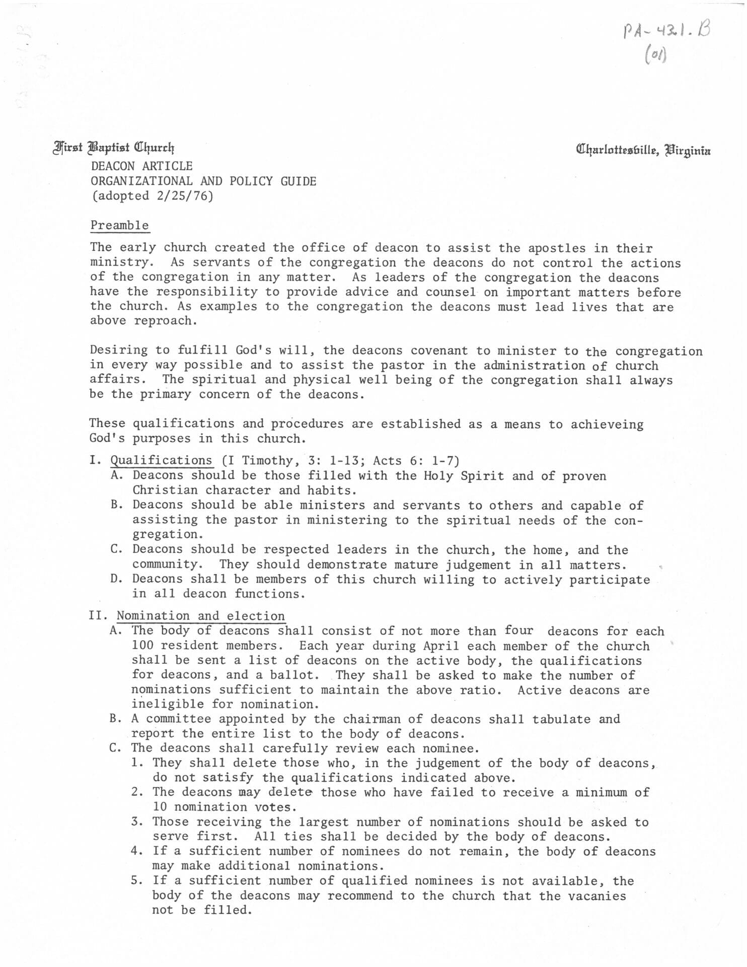 Baptist Church collection - First Baptist Church - Administration - The ...