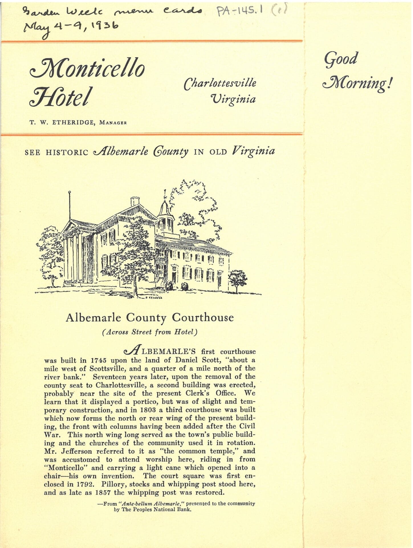 Hotels and Motels collection - Monticello Hotel - The Albemarle ...